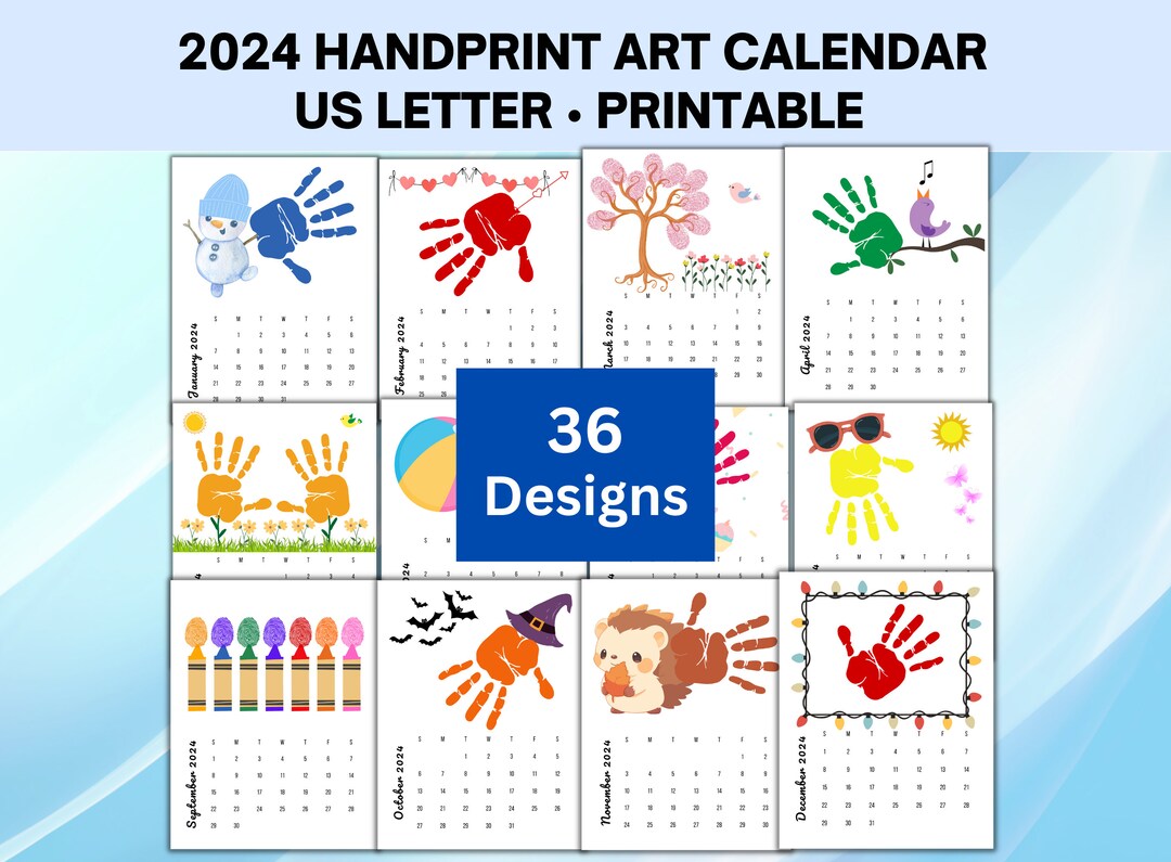2024 12 Month Kids' Handprint Calendar and Craft, Fingerprint Art for ...