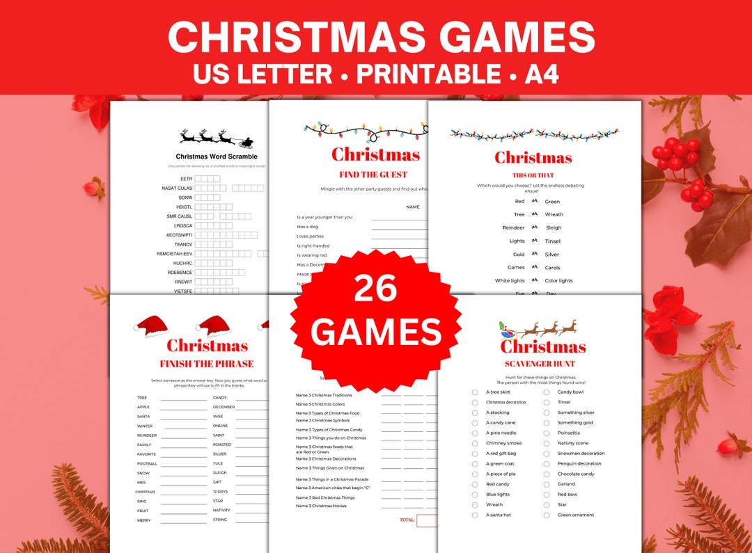 Christmas Game Bundle, Printable Christmas Games, Christmas Word Games ...