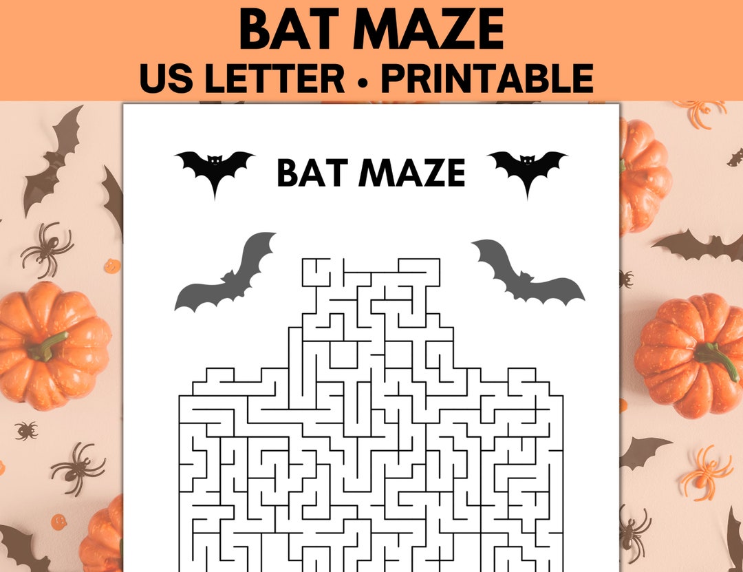 Bat Maze Printable Halloween Games and Activities, Fall Party Game - Etsy