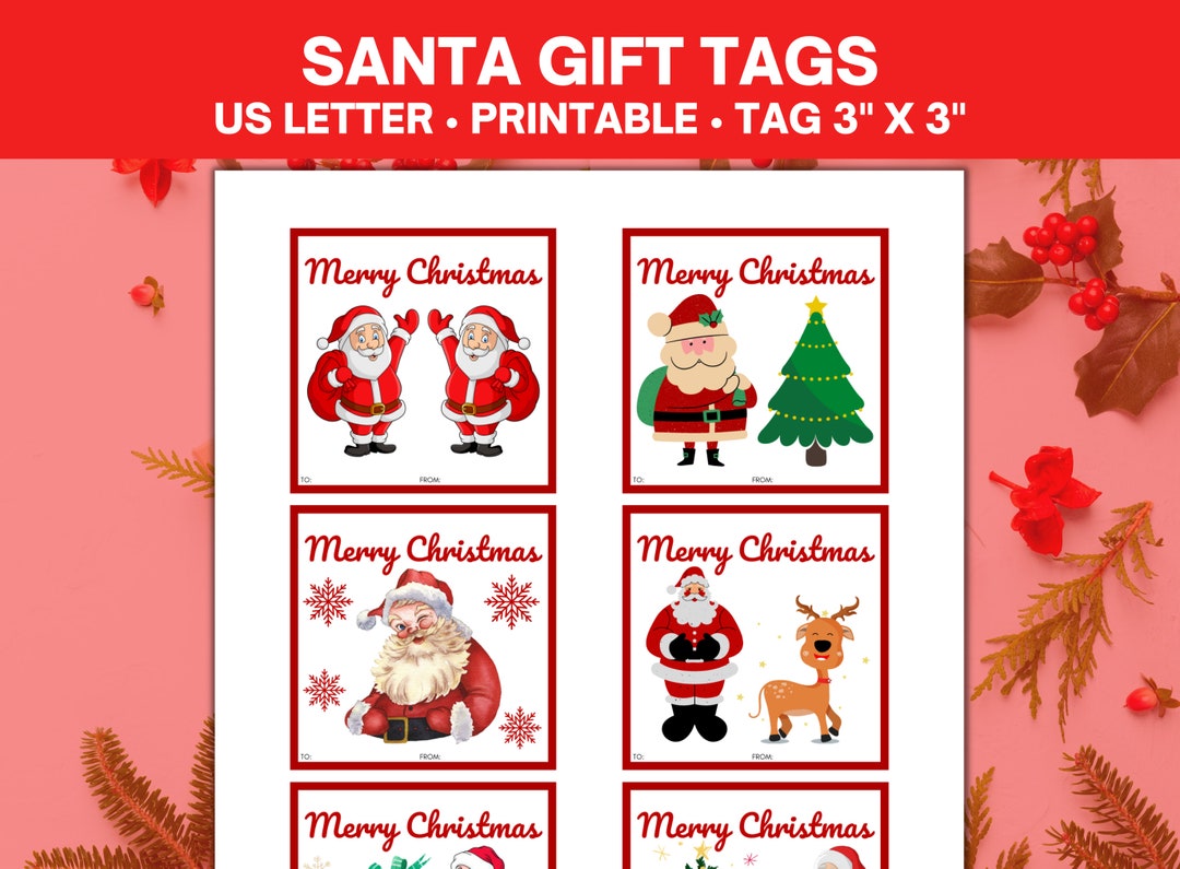 Santa Gift Tags, Printable Christmas Gift Tags, Merry Christmas Tags ...
