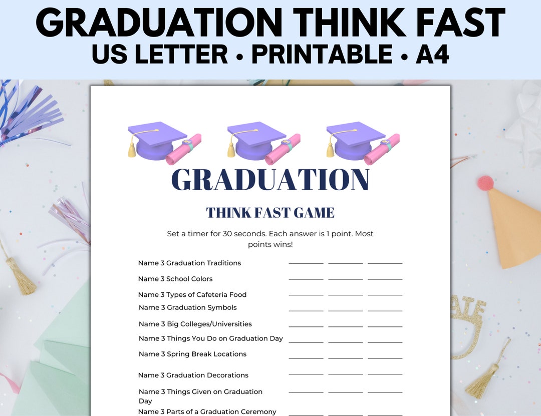Graduation Think Fast Game Ice Breaker Games Graduation - Etsy