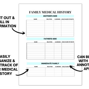 Medical History Form, Medical Tracker, Medical Information - Etsy