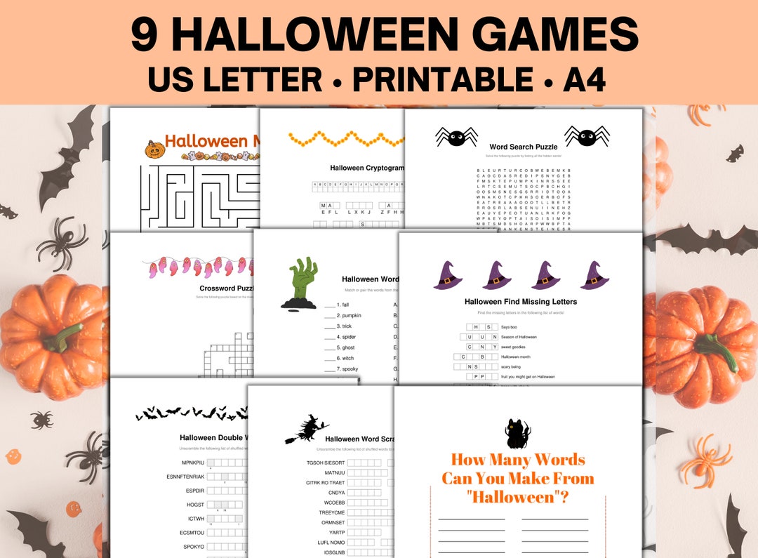Halloween Party Games Printable Bundle for Kids and Adults, Halloween ...