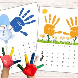 2024 12 Month Kids' Handprint Calendar and Craft, Fingerprint Art for ...