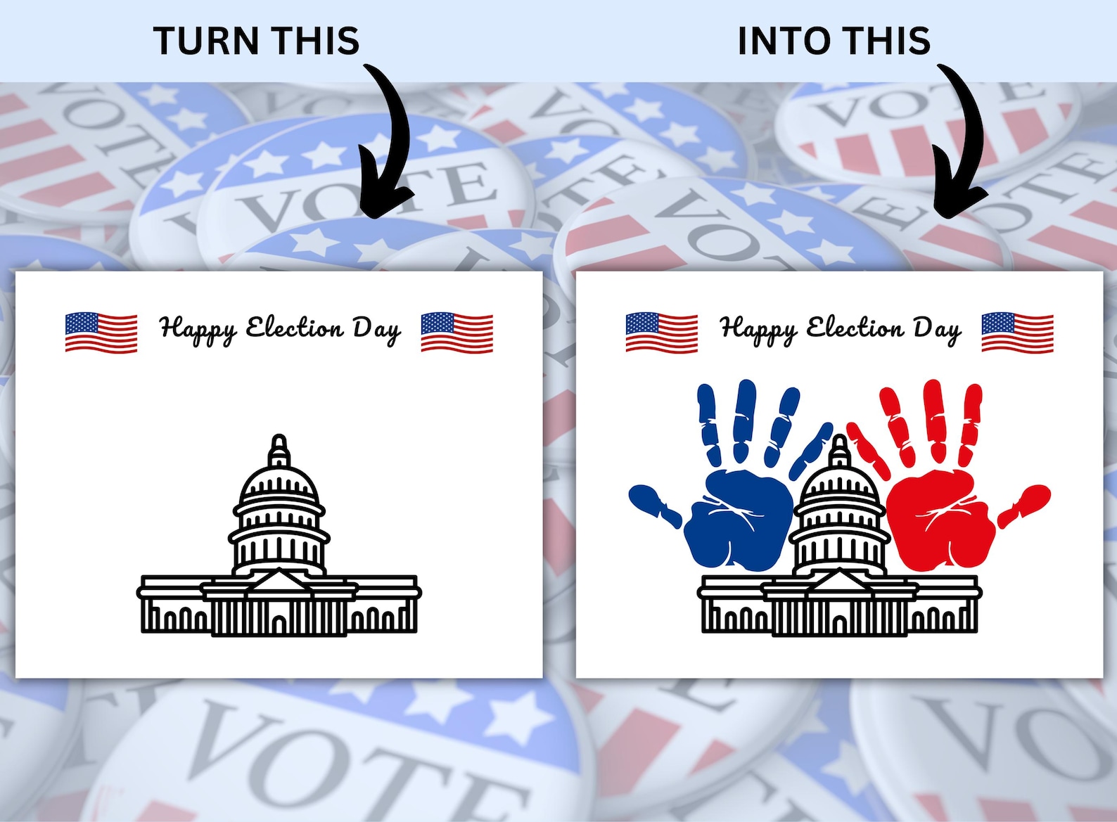Election Day Handprint Art, Fingerprint Art, Kids and Toddlers ...