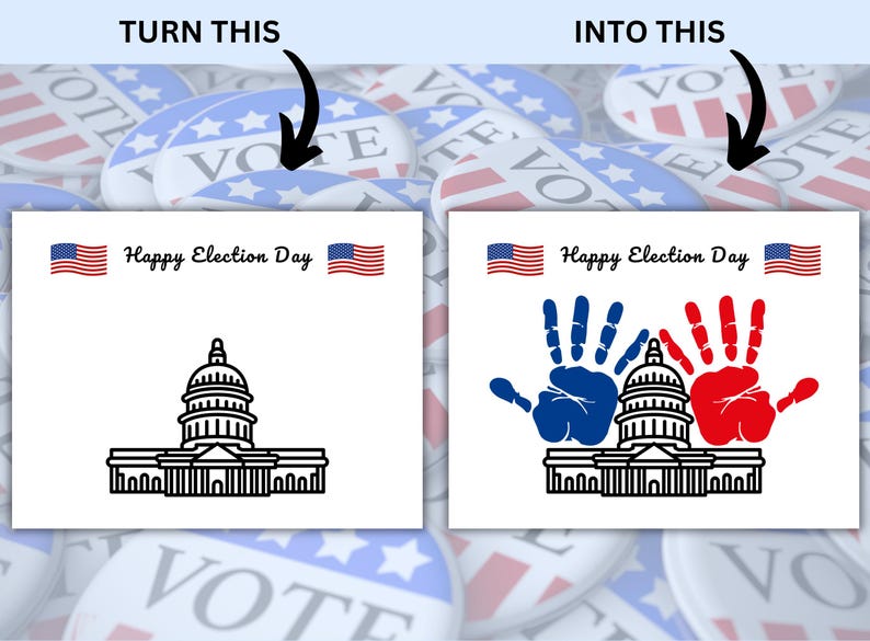 Election Day Handprint Art, Fingerprint Art, Kids and Toddlers ...