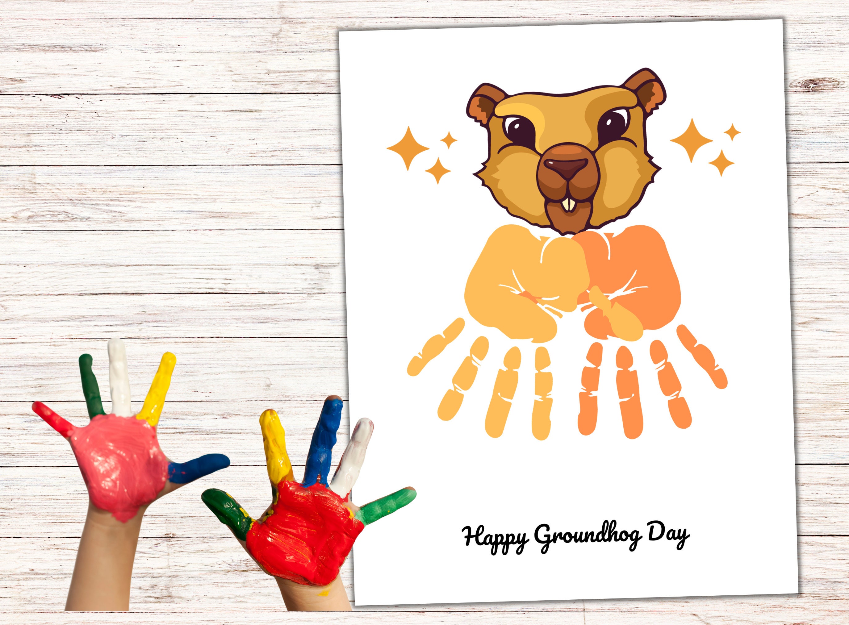 Groundhog Day Handprint Art Printable - Etsy