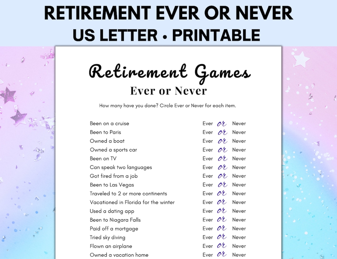 Retirement Ever or Never Game, How Well Do You Know, Retirement Games ...