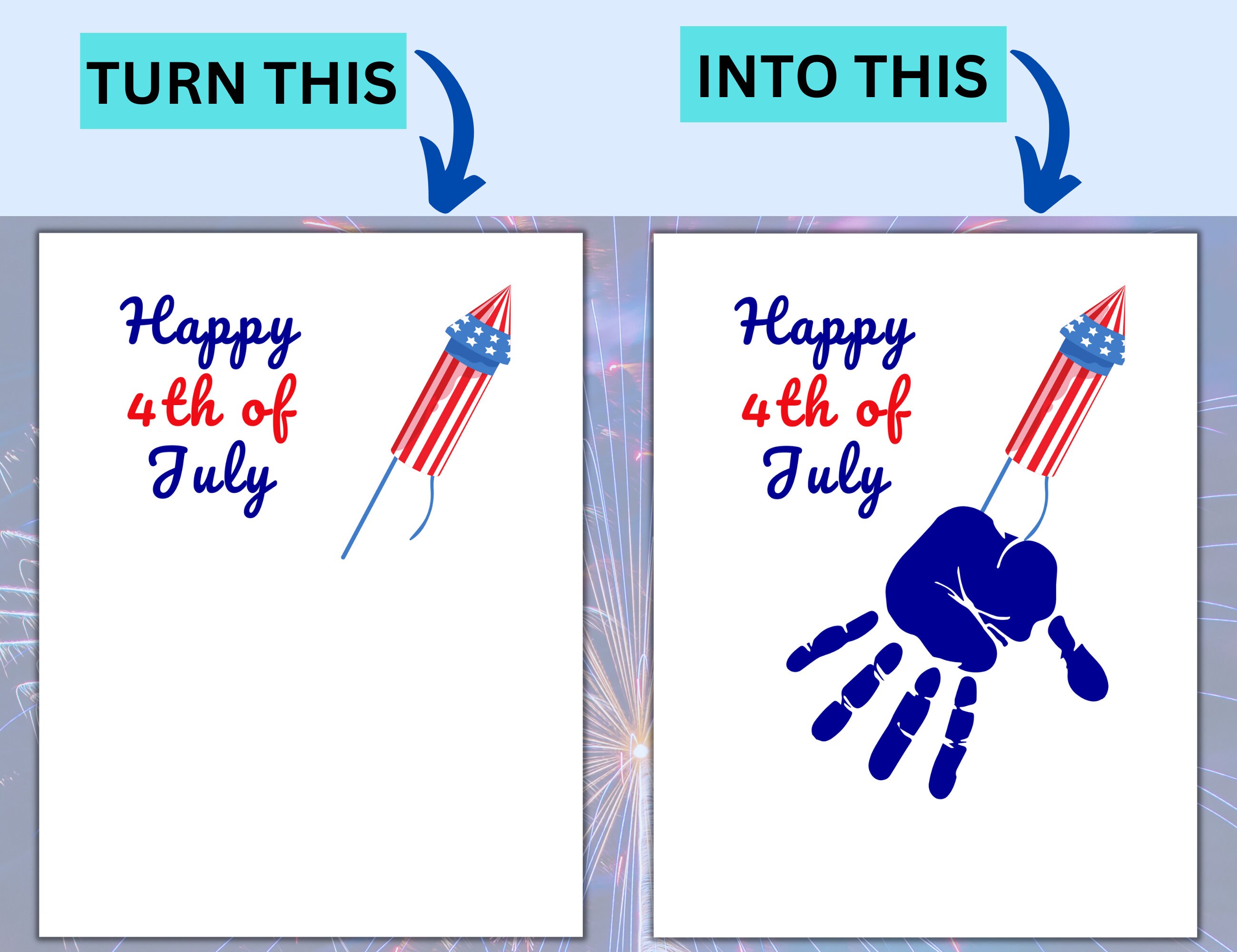 4th of July Handprint Art, Handprint Keepsake, 4th of July Activities ...