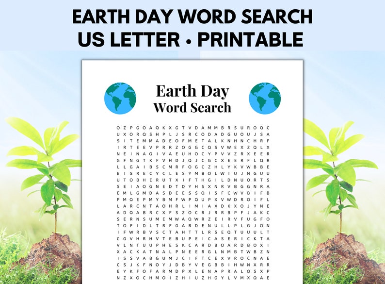 Earth Day Word Search Puzzle, Earth Day Printable, Earth Day Activities ...