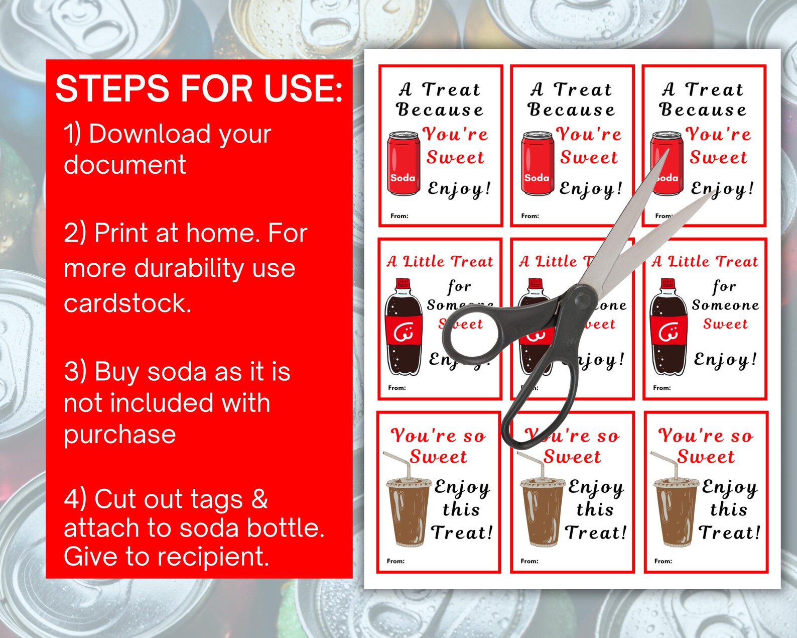 Soda Gift Tags, A Little Treat for Someone Sweet Tags, Sweet Teacher ...