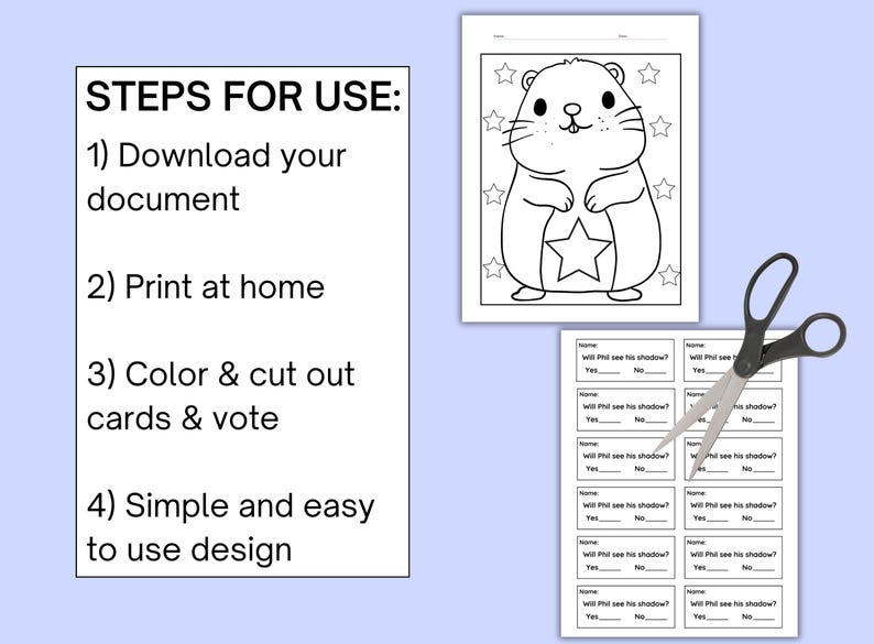 Groundhog Day Coloring Pages Plus Will Phil See His Shadow Voting Cards ...