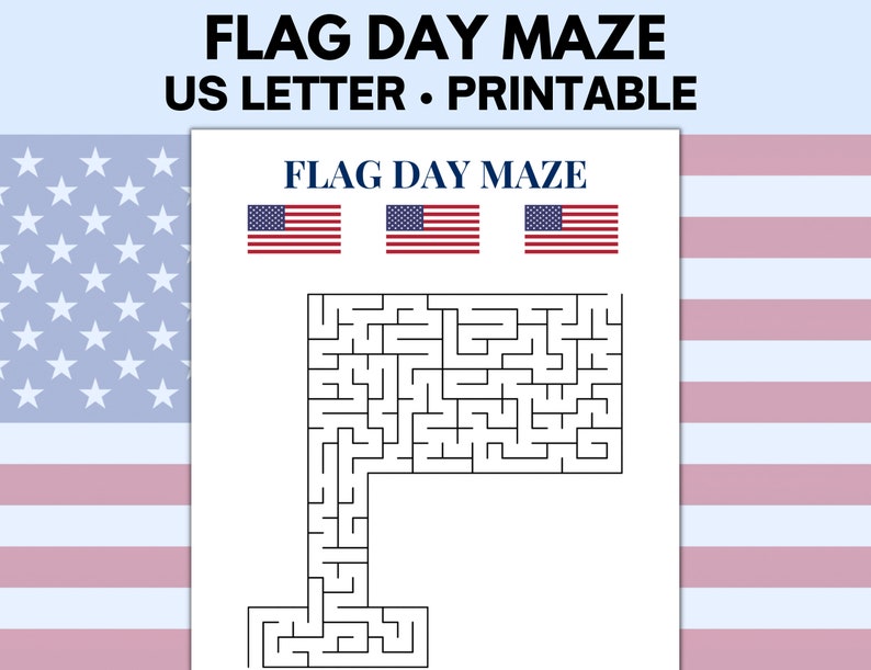 Flag Day Maze Printable, Flag Day Printable, Flag Day Activities and ...