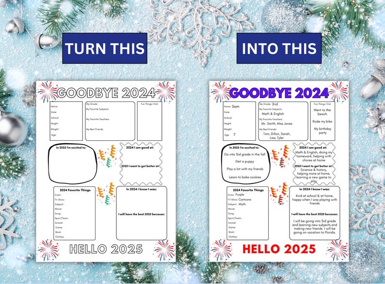 New Year's Resolution and End of Year Reflection for Kids, 2024 Year in ...