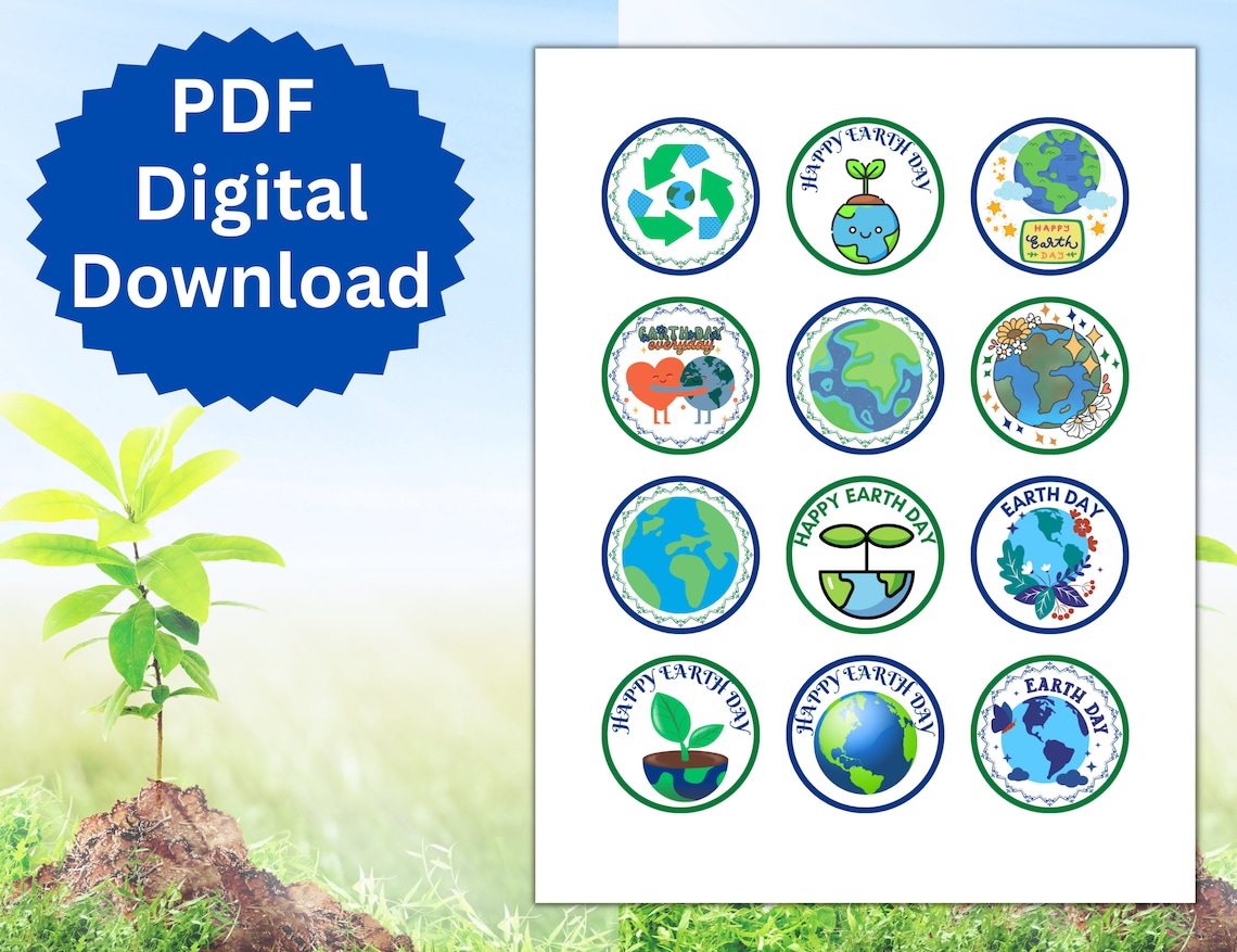 Earth Day Stickers Printable Earth Stickers, Planet Sticker, Earth Day ...