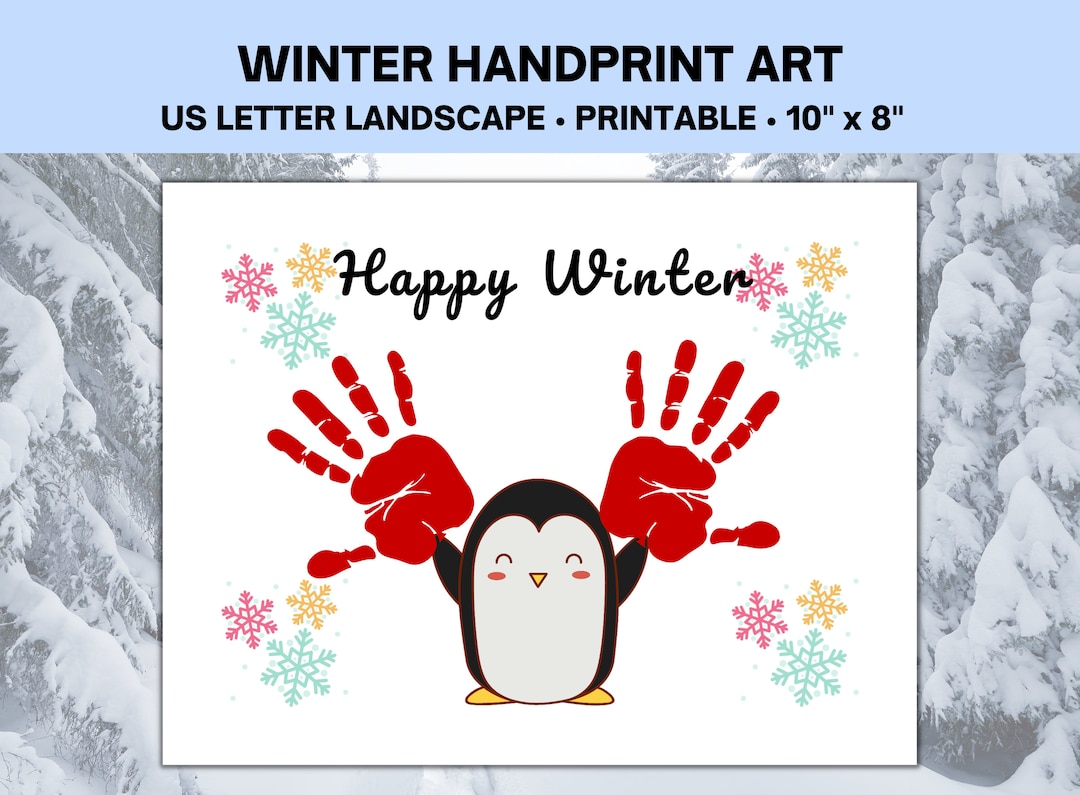 Winter Handprint Art, Winter Preschool Craft, Penguin Handprint Craft ...