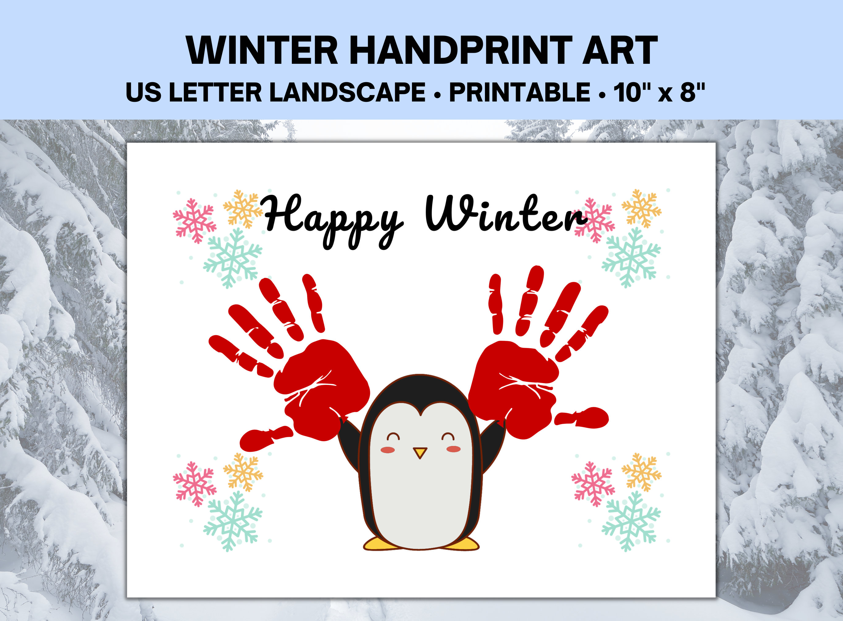 Winter Handprint Art, Winter Preschool Craft, Penguin Handprint Craft ...