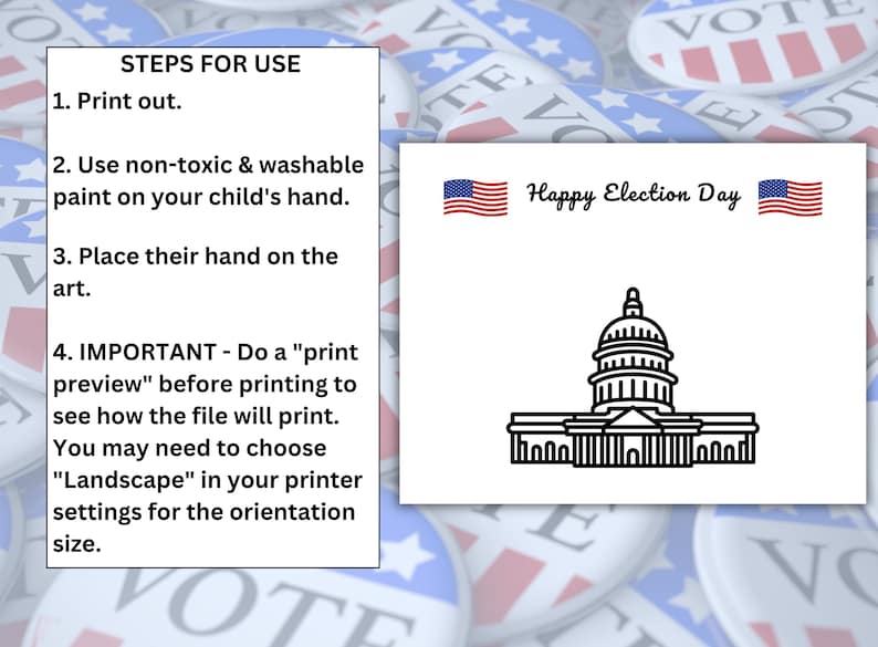 Election Day Handprint Art, Fingerprint Art, Kids and Toddlers ...