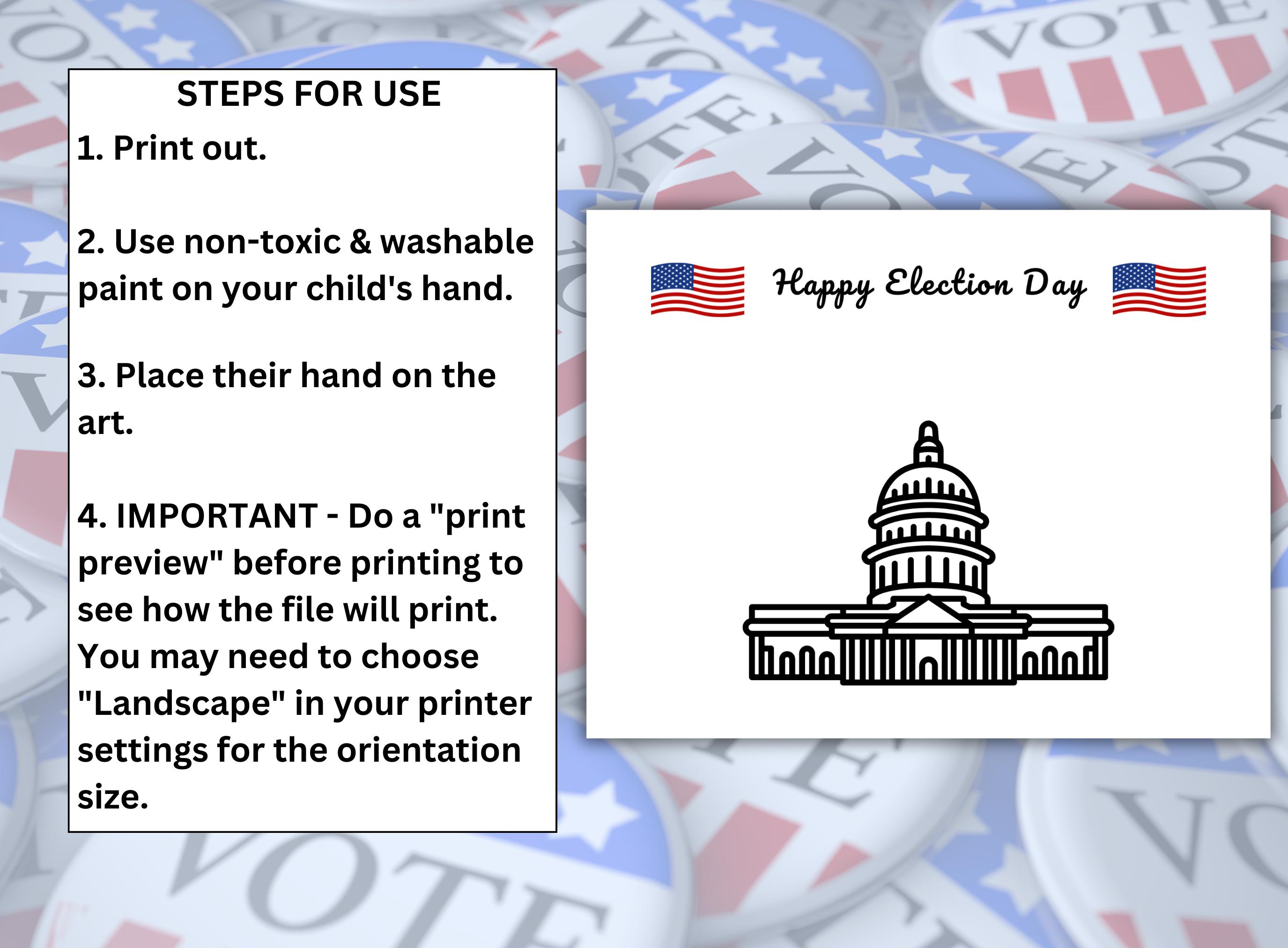 Election Day Handprint Art, Fingerprint Art, Kids and Toddlers ...