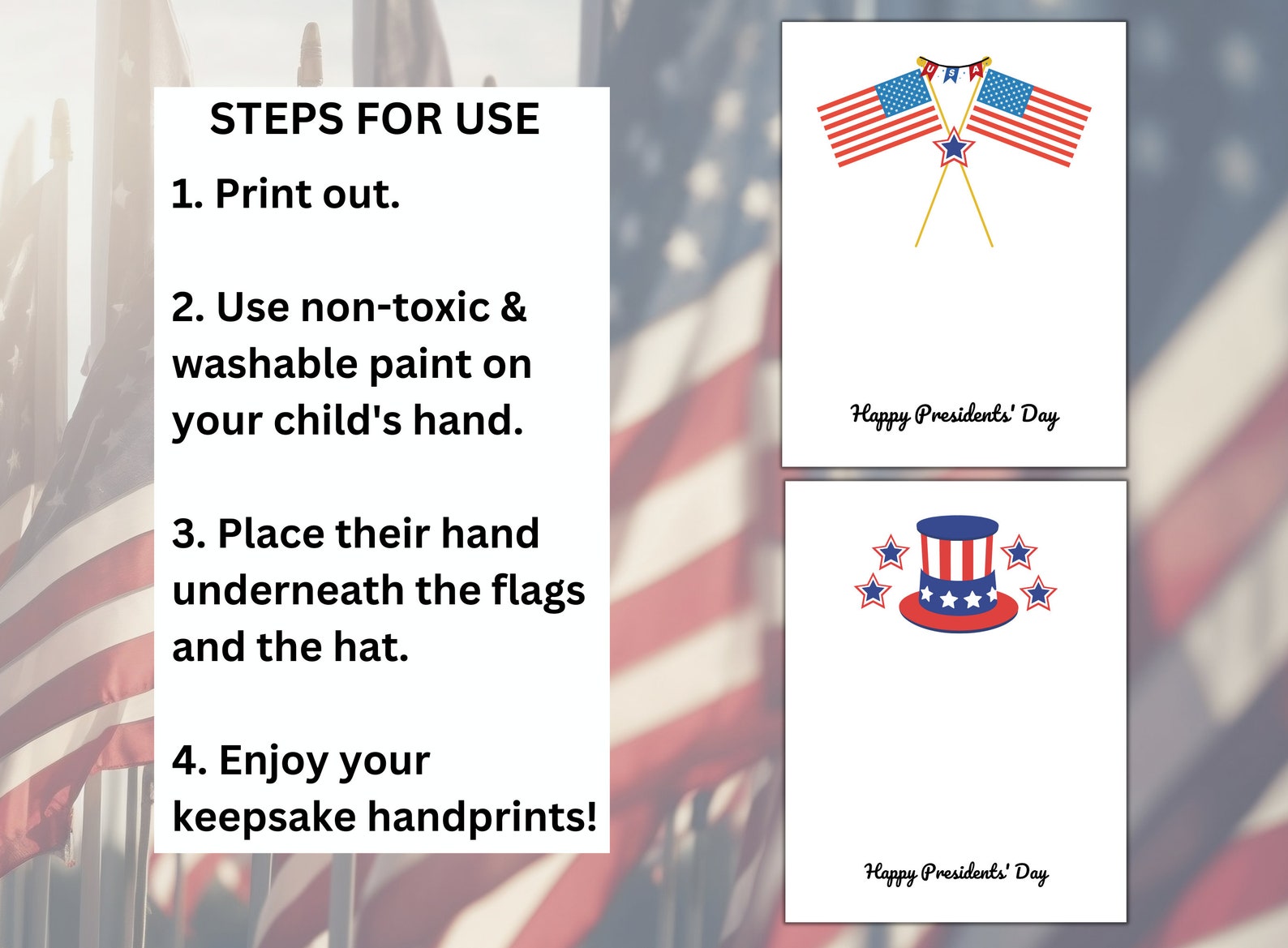Presidents' Day Handprint Craft, Presidents' Day Activity, Handprint ...
