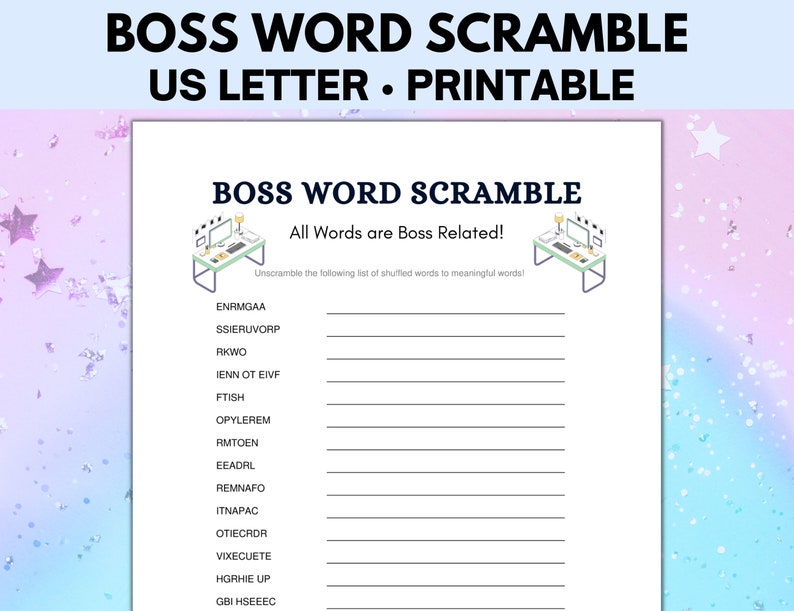 Boss Word Scramble Game, Office Party Games, Boss Day Games - Etsy