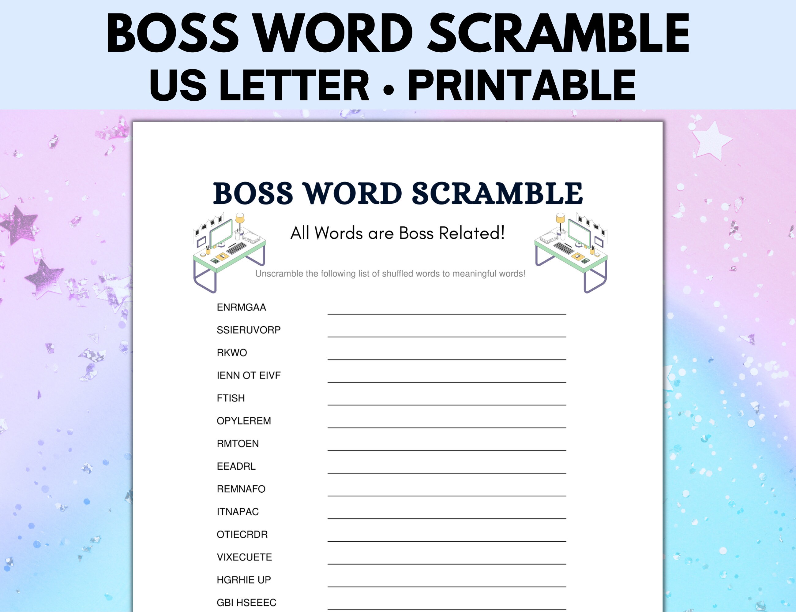 Boss Word Scramble Game, Office Party Games, Boss Day Games - Etsy