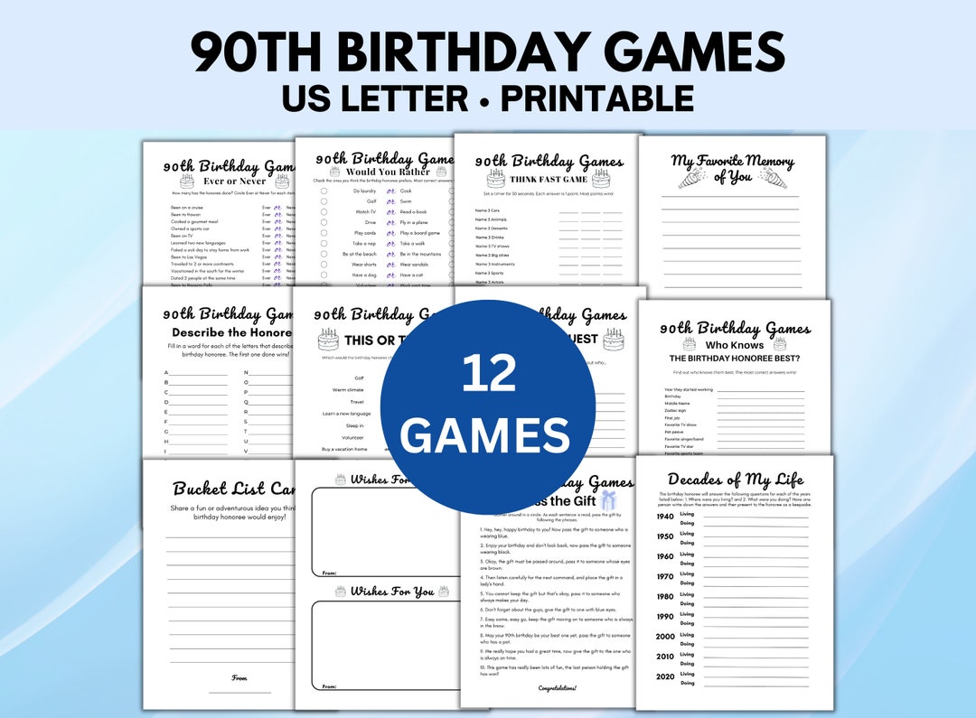 90th Birthday Party Games and Ideas, Cheers to 90 Years - Etsy