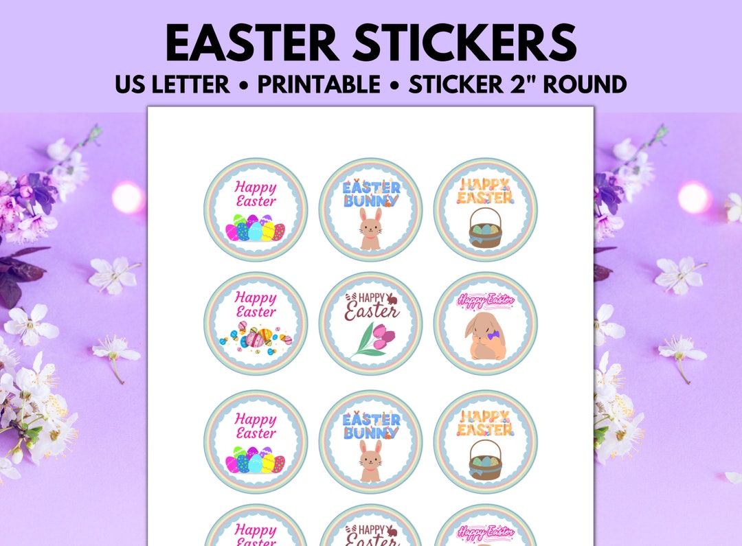 Easter Stickers, Printable Stickers, Easter Bunny Sticker, Easter Decal ...