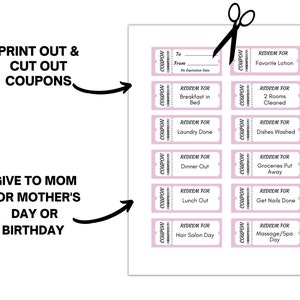 Mother's Day Coupons Printable Mom Coupon Book, Mother's Day Crafts ...