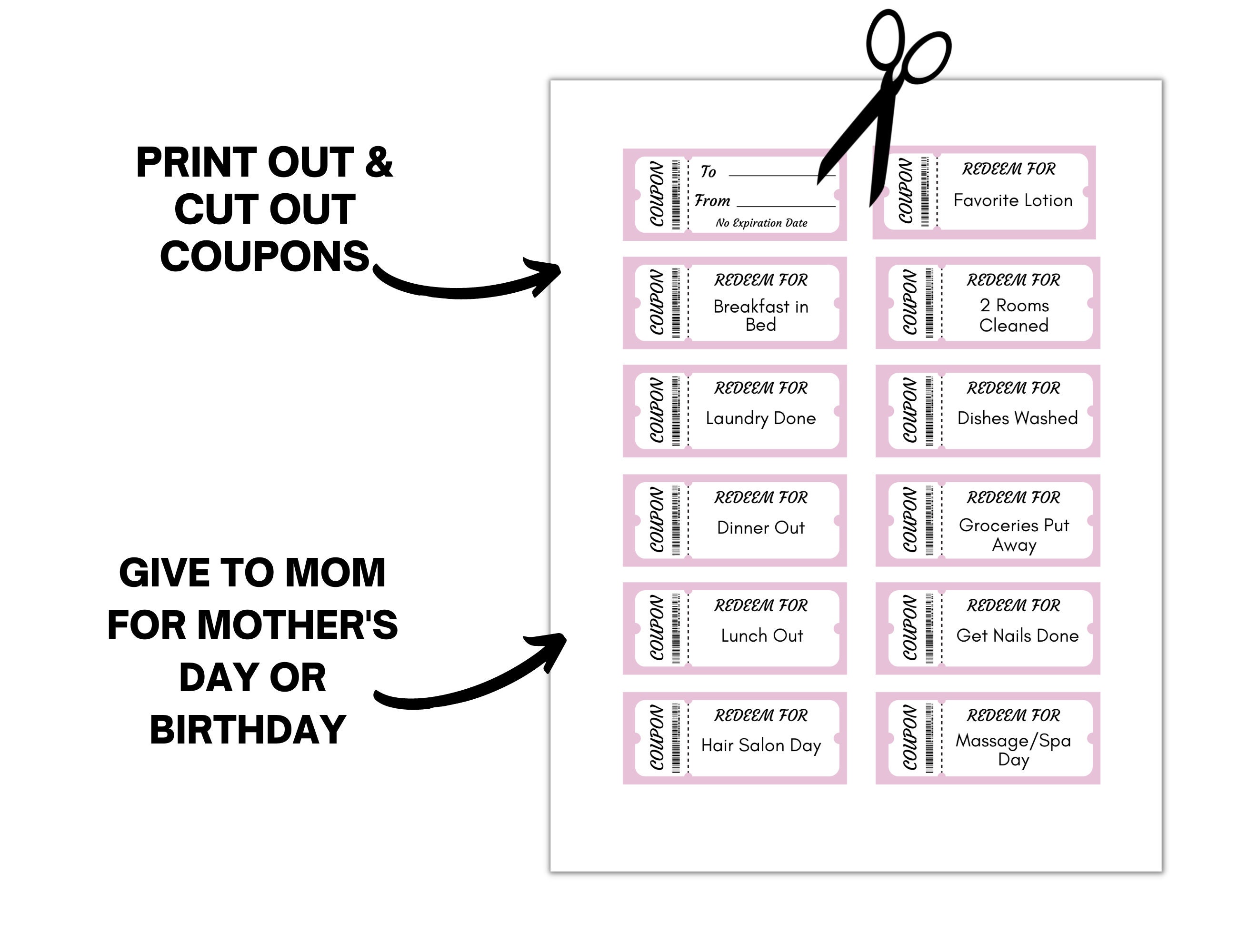 Mother's Day Coupons Printable Mom Coupon Book, Mother's Day Crafts ...