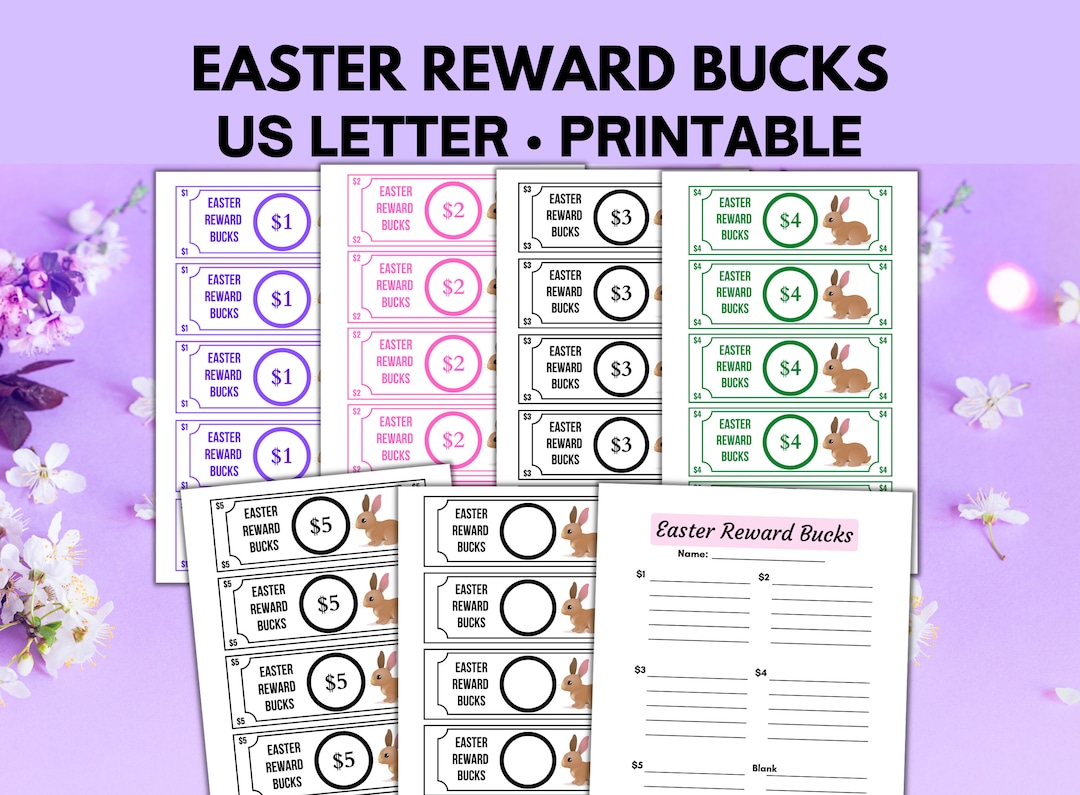 Easter Reward Bucks for Kids, Mom Bucks Printable, Easter Egg Tokens ...