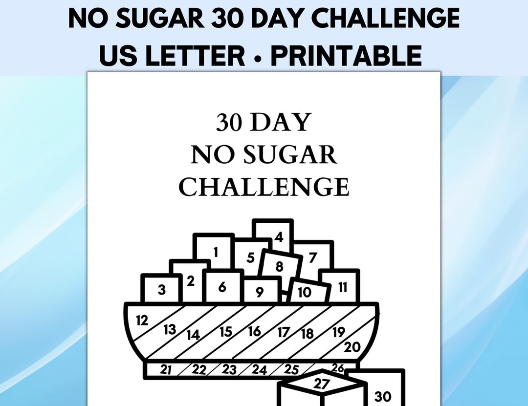 30 Day No Sugar Challenge, Habit Tracker Printable, Monthly No Sweets ...