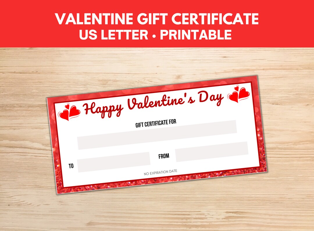 Valentine Certificate, Gift Certificate Template, Gift Coupon Template ...