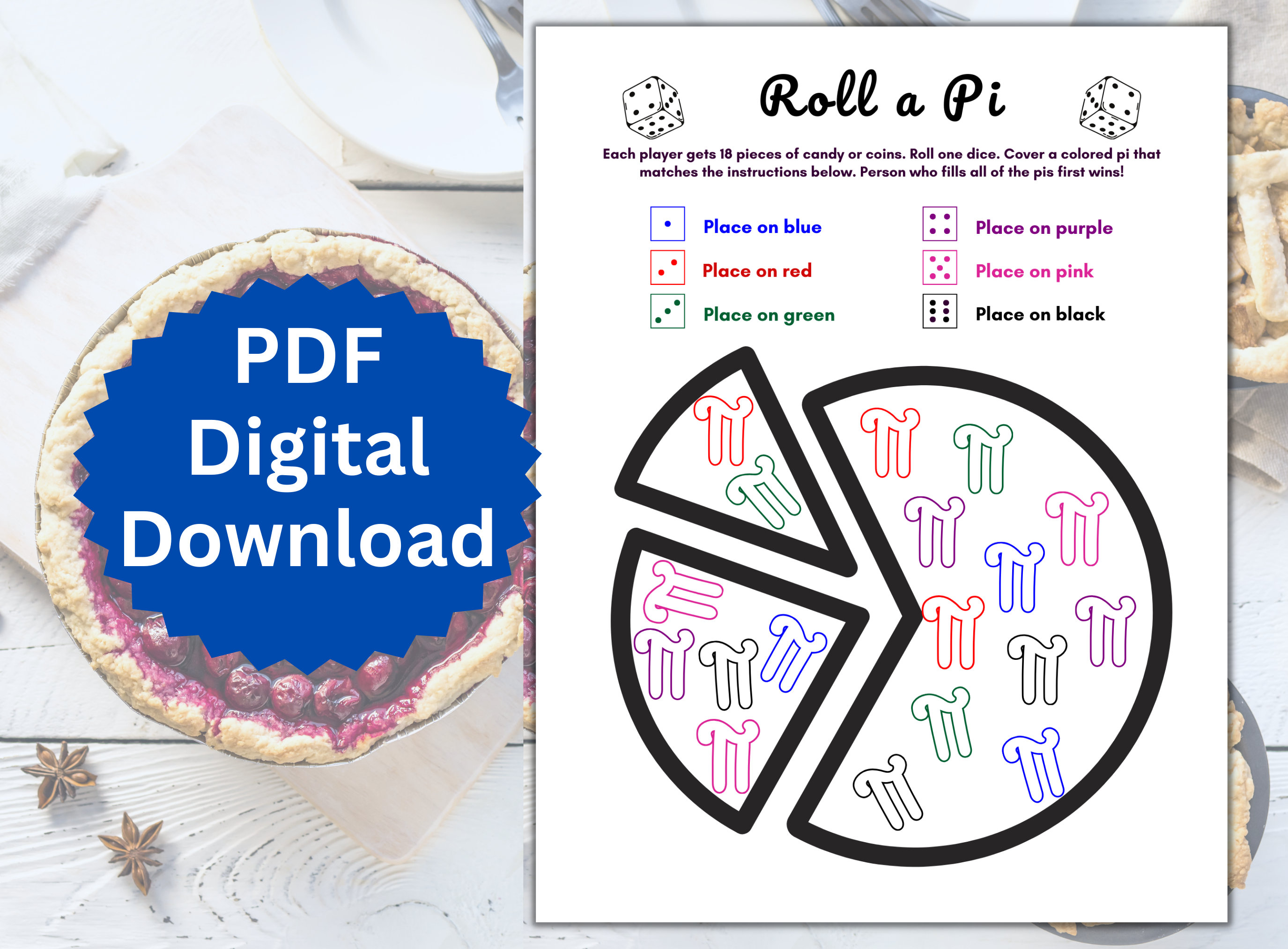 Roll a Pi Candy Dice Game, Pi Day Activity for School and Home for Kids ...