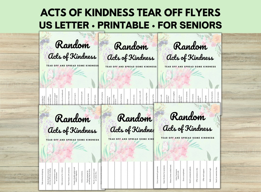 Random Acts of Kindness Tear off Flyer for Senior Citizens, Kindness ...