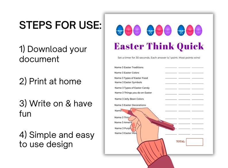 Easter Think Quick Game, Printable Easter Games for Kids and Adults ...