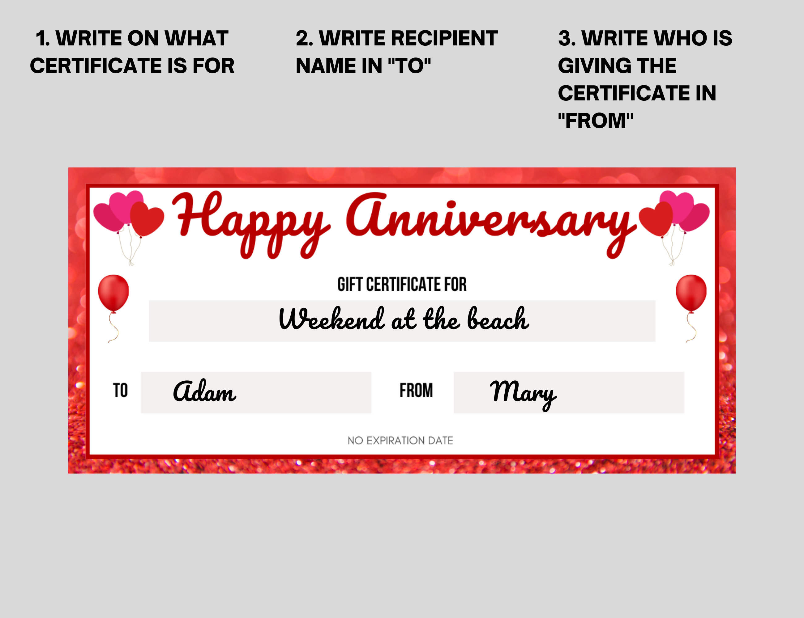 Printable Anniversary Gift Certificate, Anniversary Coupons, Gift ...