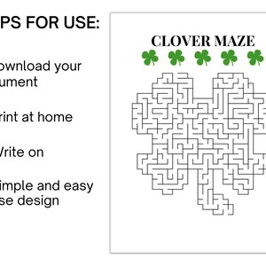 Clover Maze Printable Nature Maze Puzzle, St Patrick's Day Game Maze - Etsy