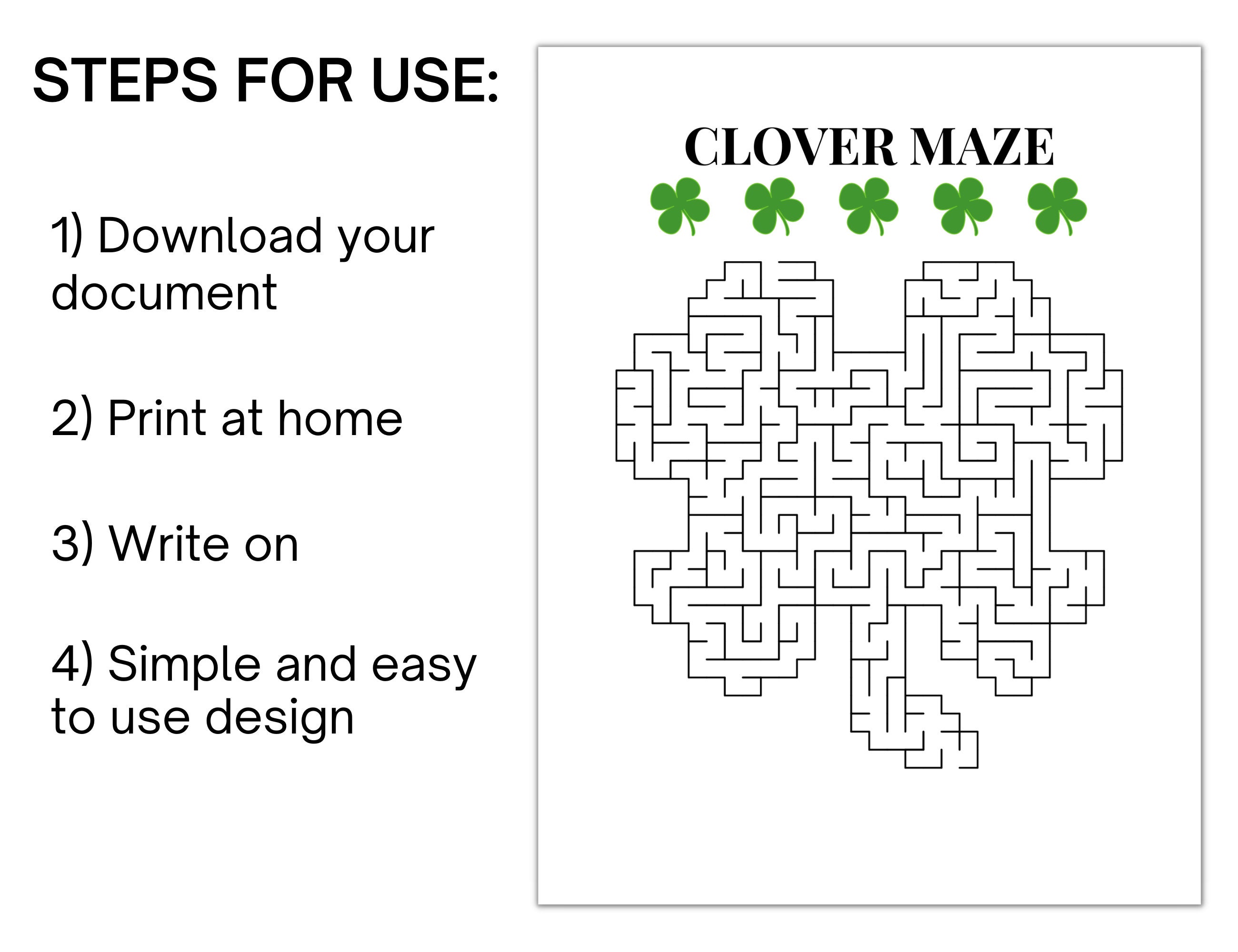 Clover Maze Printable Nature Maze Puzzle, St Patrick's Day Game Maze - Etsy