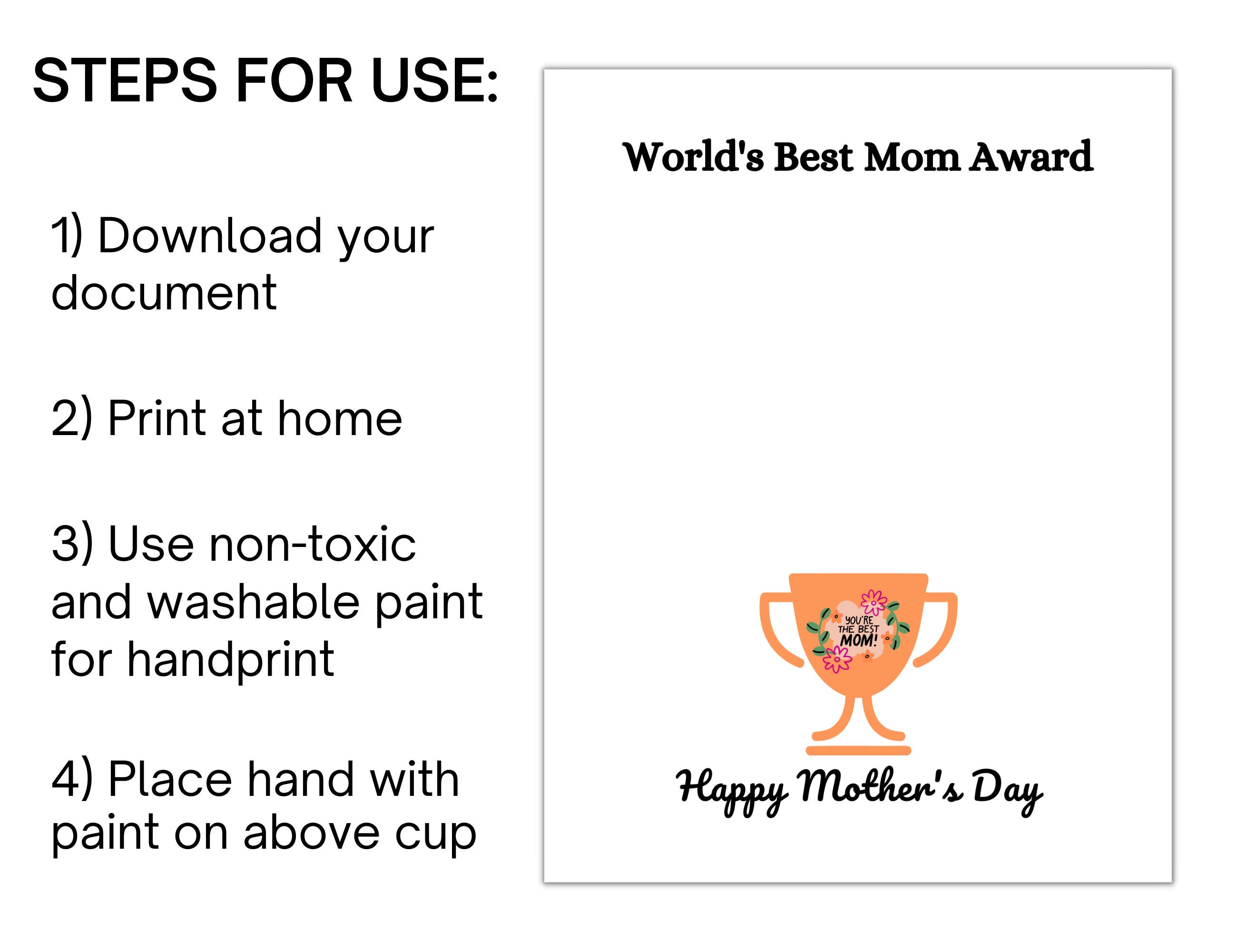 Mother's Day Handprint Printable Craft for Kids - Etsy