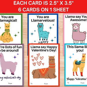 Llama Valentine Card, Valentines for Class, Student Valentines, Daycare ...