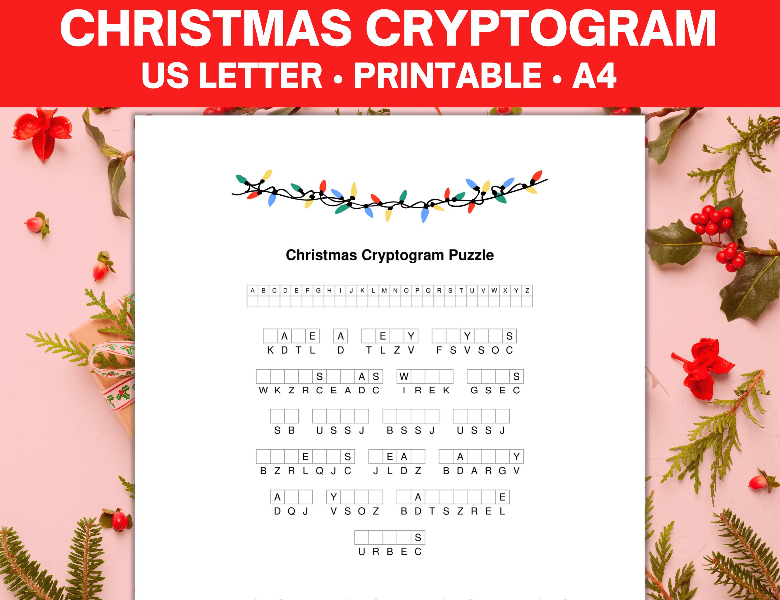 Christmas Cryptogram Game, Printable Christmas Games, Christmas Word ...