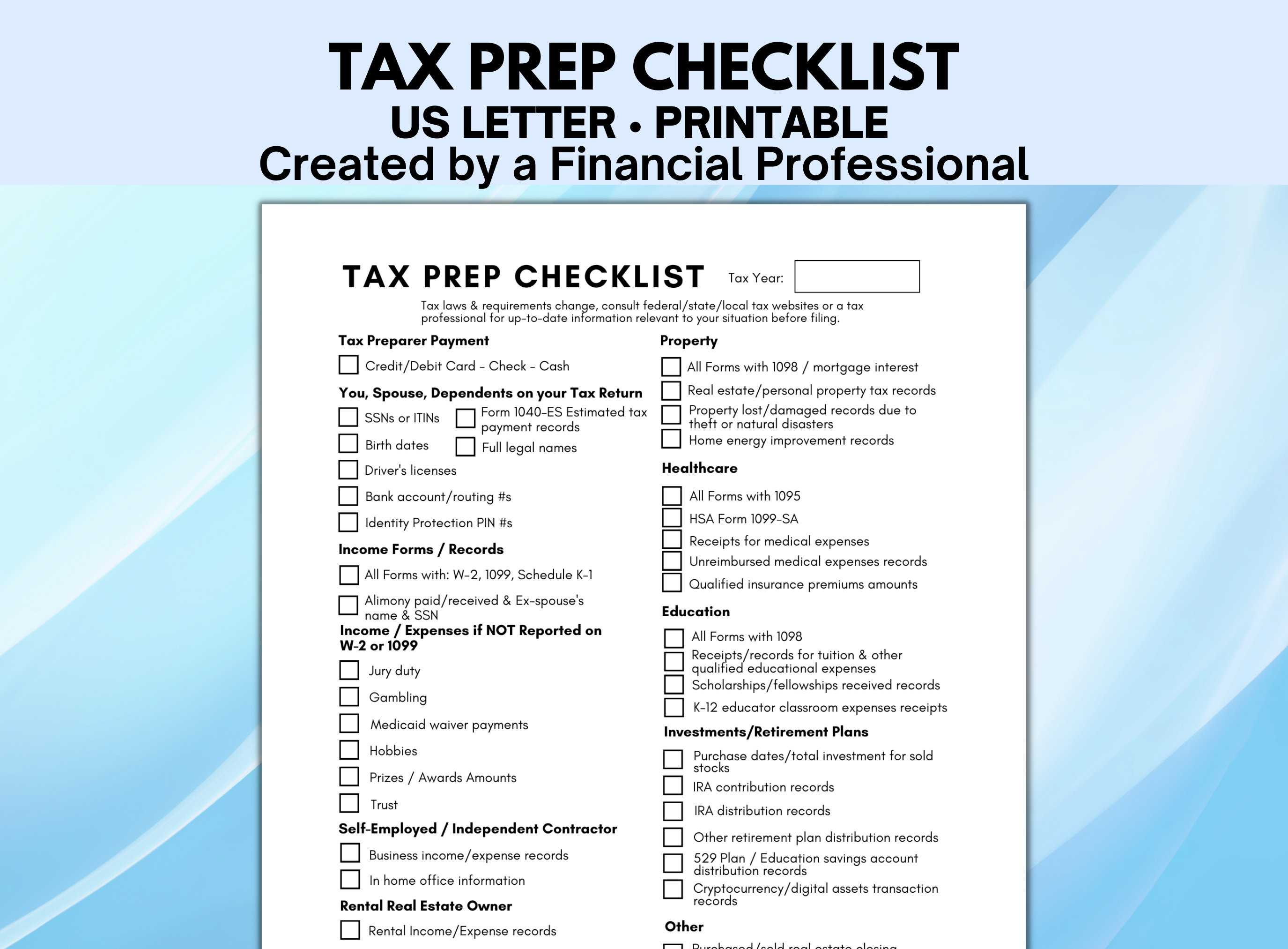 Taxes Checklist