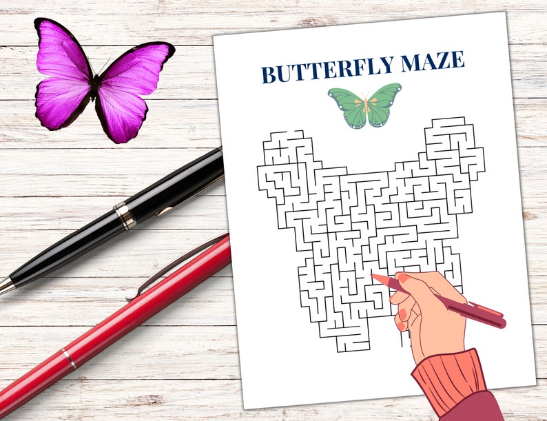 Butterfly Maze, Printable Nature Maze Puzzle, Earth Day Maze - Etsy