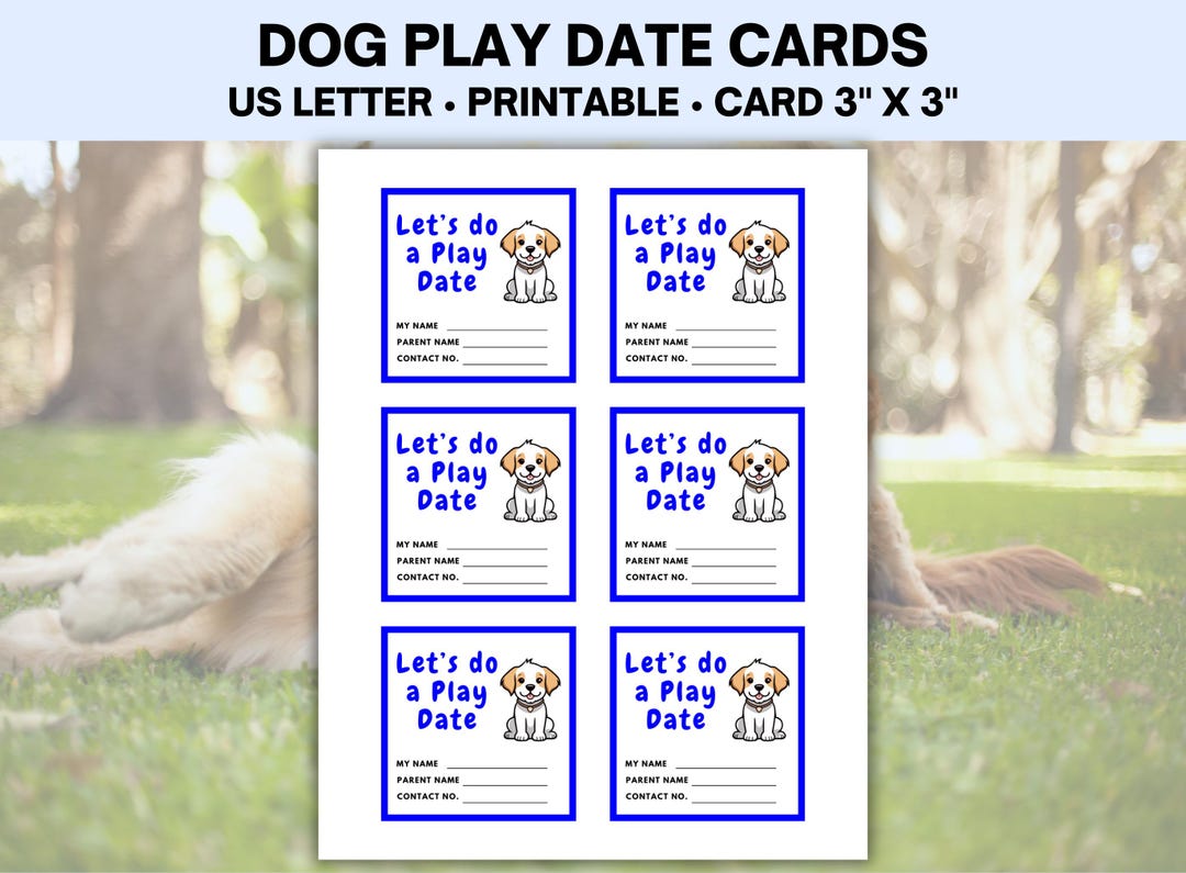 Dog Play Date Cards, Playdate Cards for Doggie Day Care, Dog Parks, Pet ...