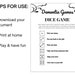 Dementia Dice Game, Candy Dice Game, Dice Game Printable, Ice Breaker ...