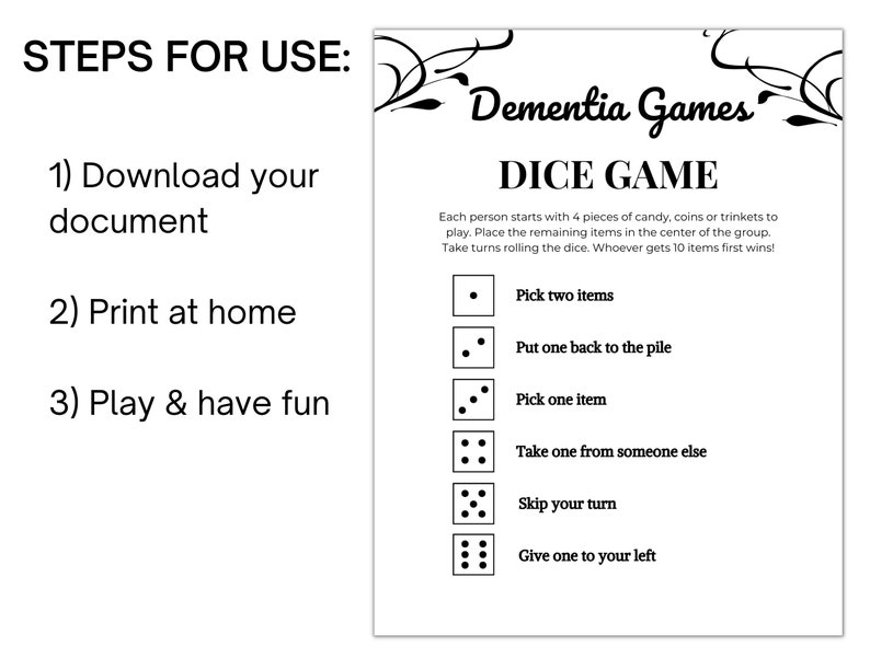 Dementia Dice Game, Candy Dice Game, Dice Game Printable, Ice Breaker ...