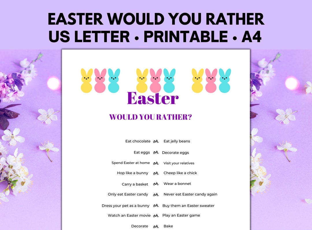 Easter Would You Rather Game, Printable Easter Games for Kids and ...