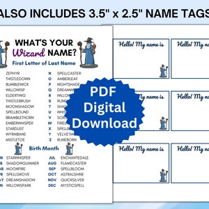 What's Your Wizard Name Game, Wizard Birthday Party Game, Halloween ...