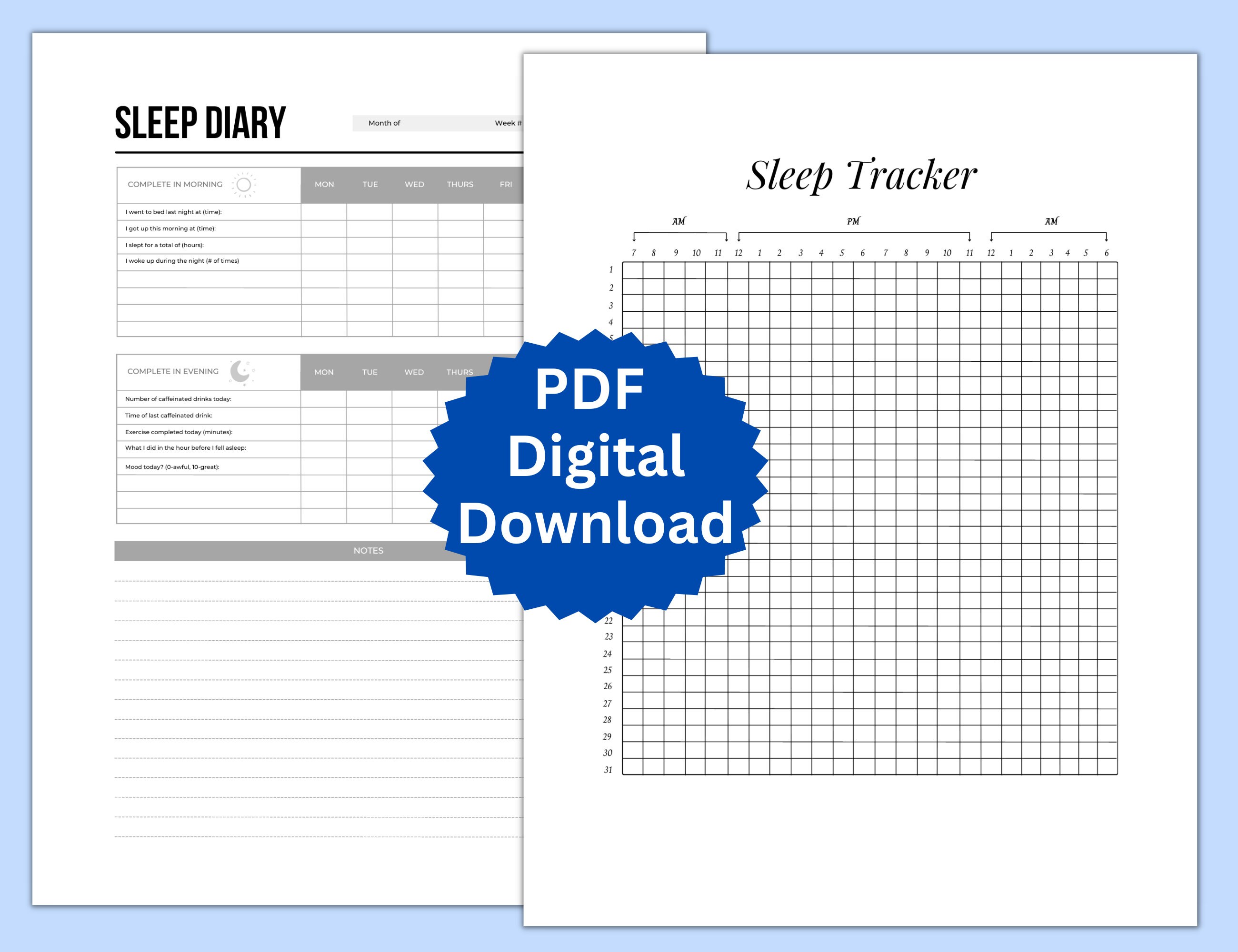 Sleep Tracker Printable, Adult Child Toddler Sleep Log Tracker, Sleep ...